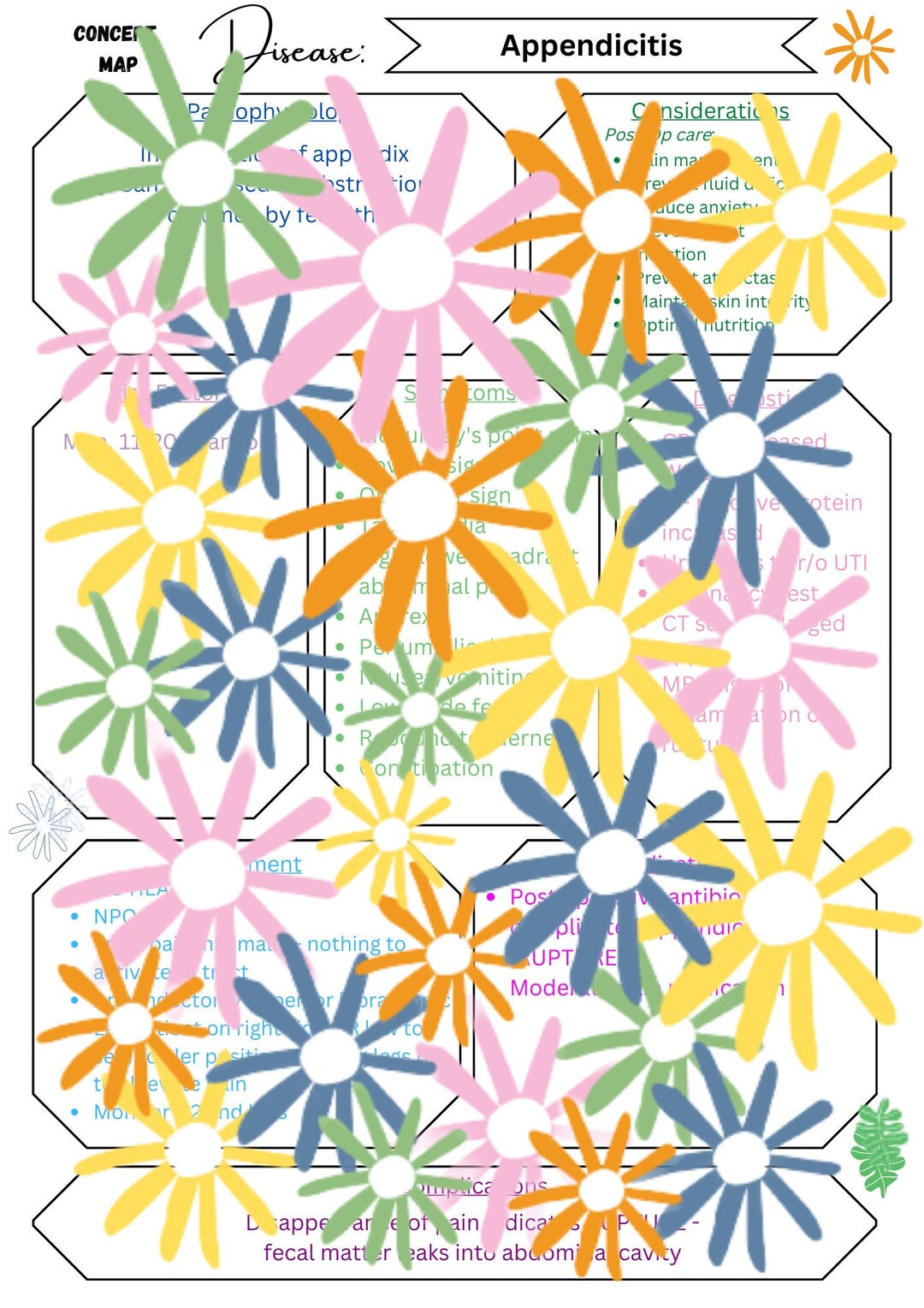 Appendicitis Concept Map - Etsy