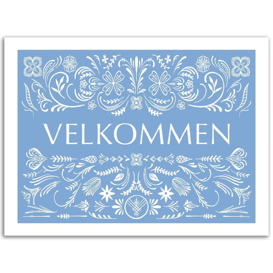 Velkommen Print, Scandinavian Folk Art Sign, Norwegian Danish Decor - Etsy