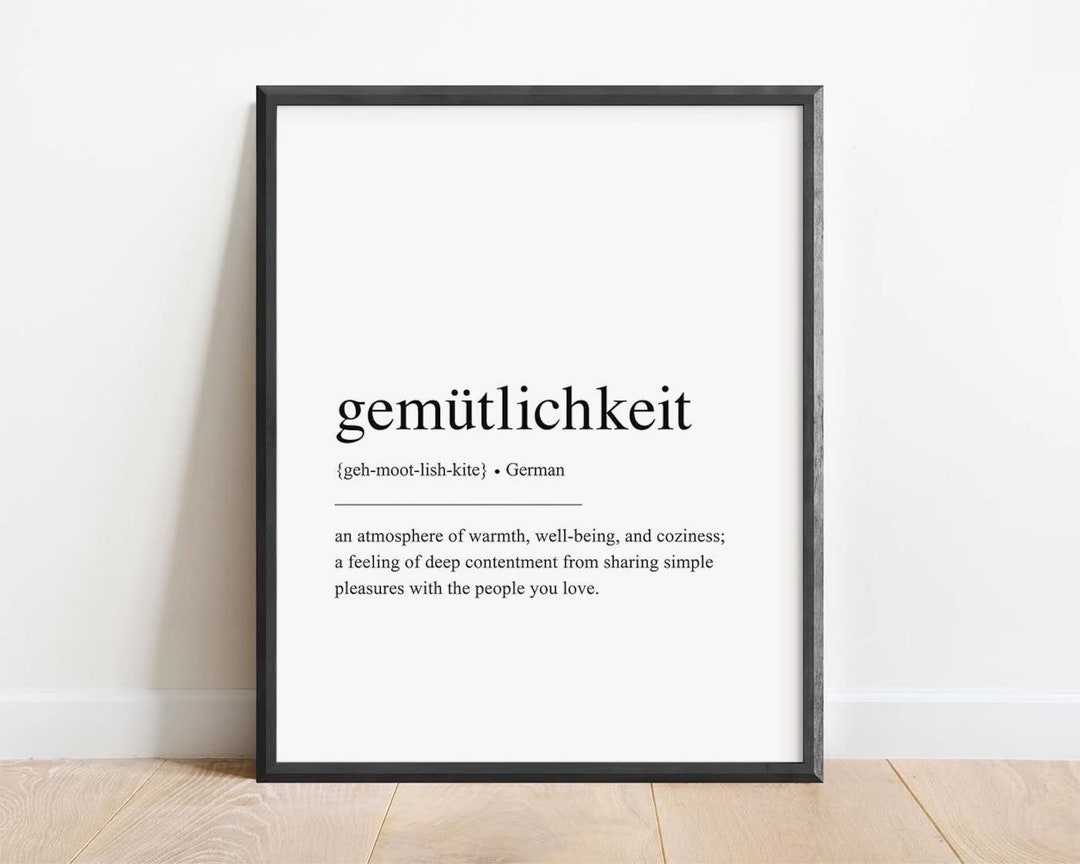PRINTED German Gemütlichkeit Definition Print, German Print, Minimalist ...