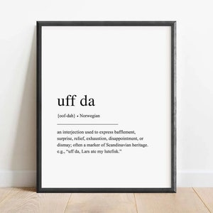 PRINTED Uff Da Definition Print - Norwegian Definition Print ...