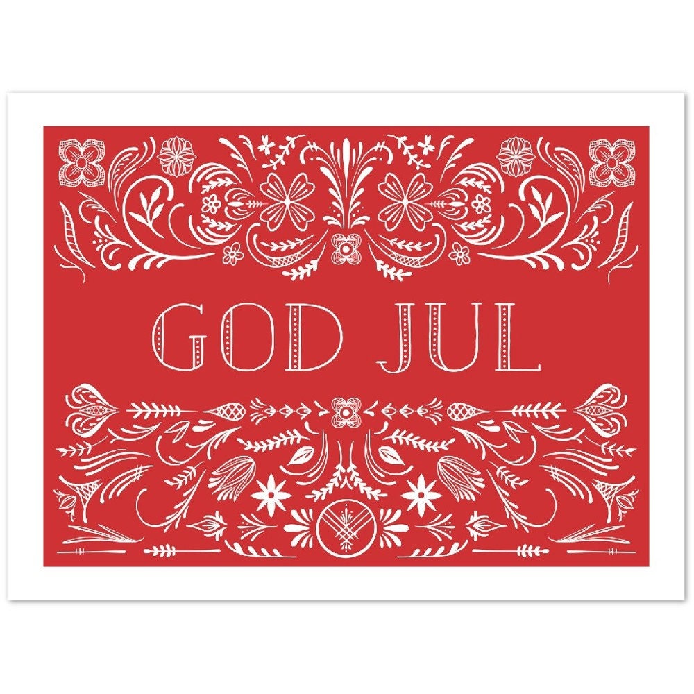PRINTED Norwegian God Jul Poster, Norwegian Christmas, Norwegian Gift ...