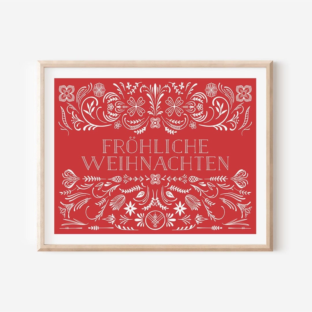 PRINTED Fröhliche Weihnachten German Print, Frohe Weihnachten, German ...