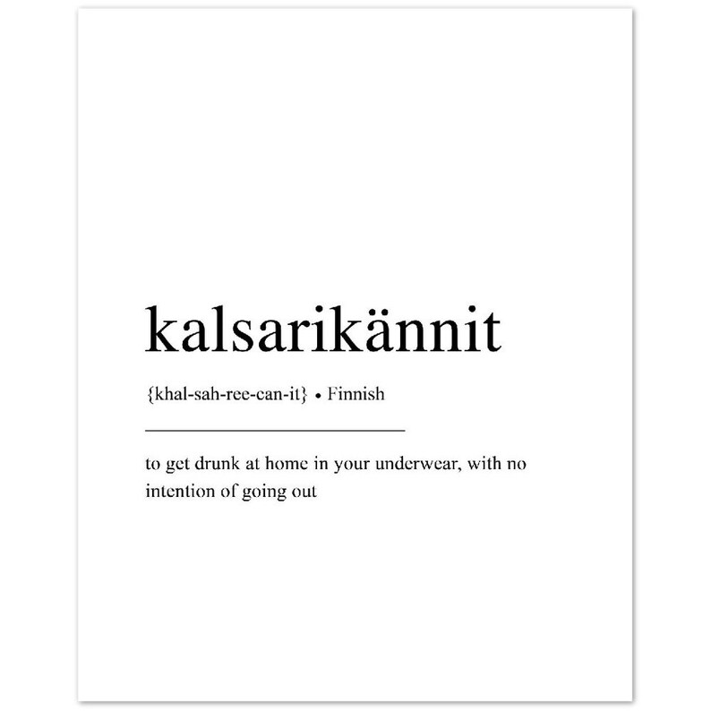 PRINTED Kalsarikännit Definition Print, Finnish Definition Print ...