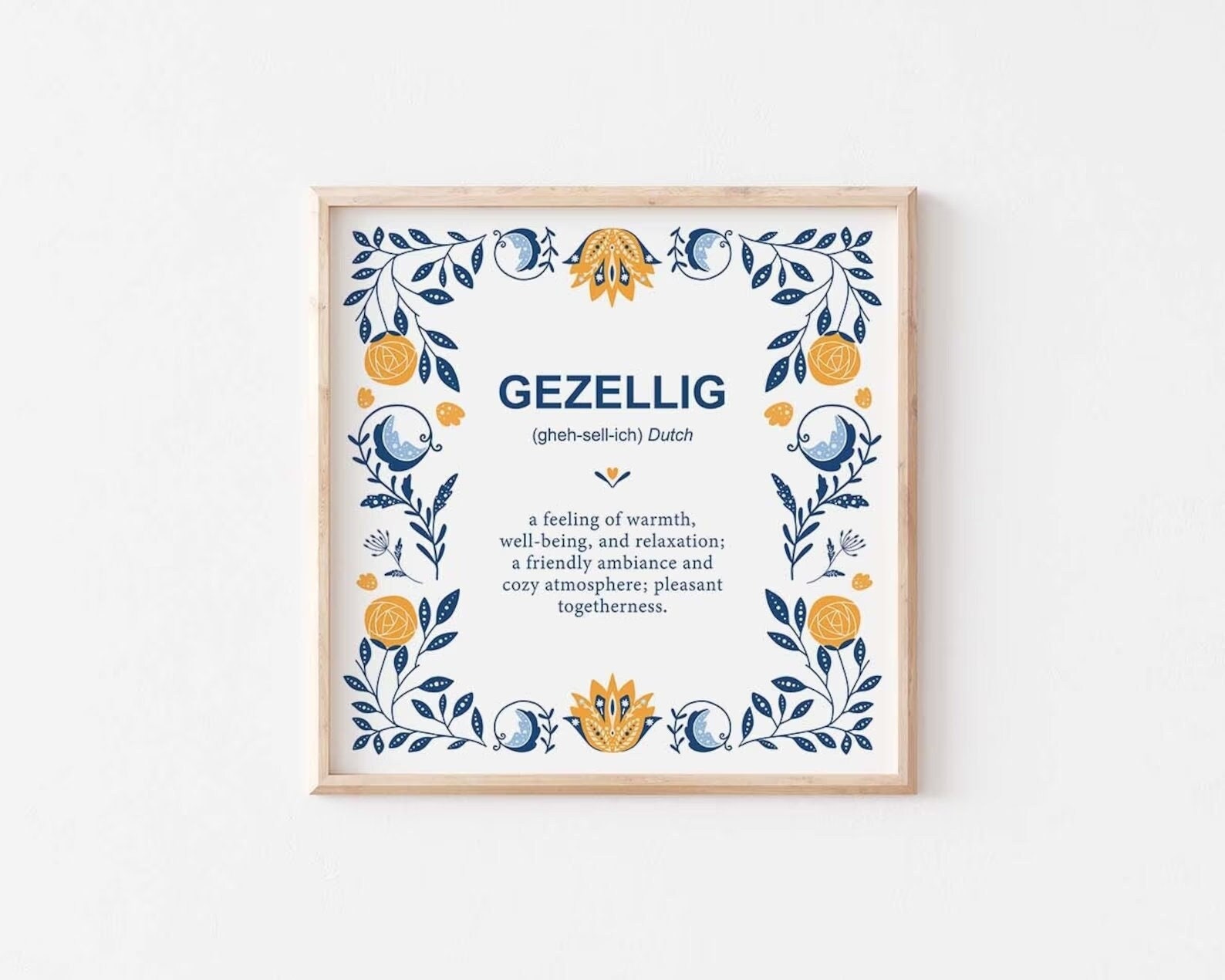 DIGITAL Gezellig Definition Print, Dutch Gift, Dutch Decor, Dutch Folk ...