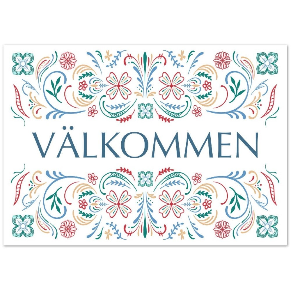 PRINTED Swedish Välkommen Sign, Swedish Gift, Swedish Folk Art, Swedish ...