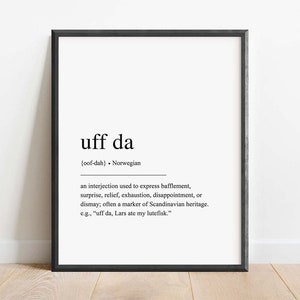 DIGITAL DOWNLOAD - Uff Da Definition Print - Norwegian Definition Print ...