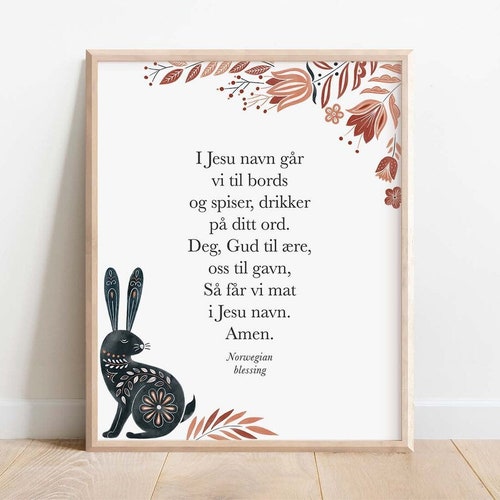Norwegian Kitchen Prayer Art Print Rosemaling Folk Art - Etsy
