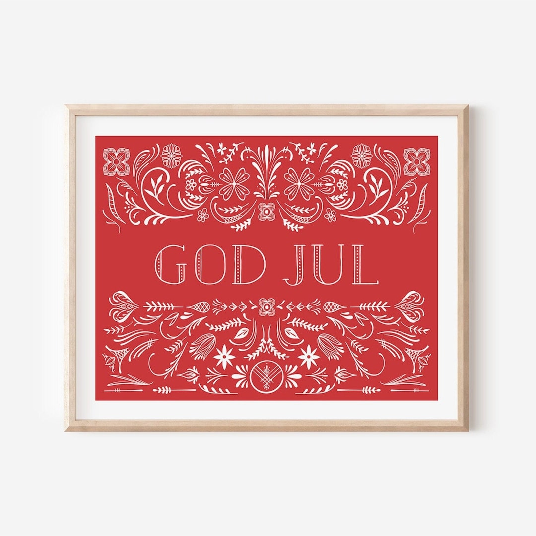 PRINTED Norwegian God Jul Poster, Norwegian Christmas, Norwegian Gift ...