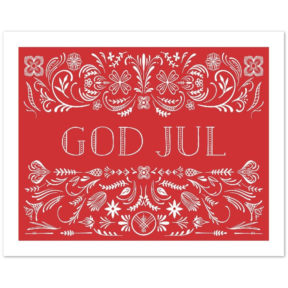 PRINTED Norwegian God Jul Poster, Norwegian Christmas, Norwegian Gift ...