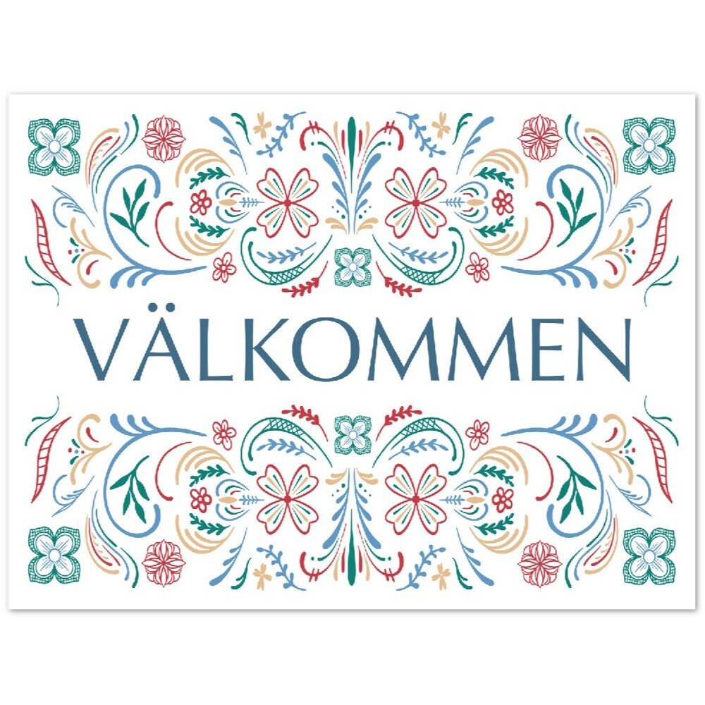 PRINTED Swedish Välkommen Sign, Swedish Gift, Swedish Folk Art, Swedish ...
