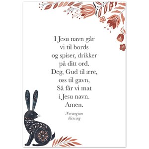 PRINTED Norwegian Folk Art Table Prayer, Norwegian Blessing, Norwegian ...