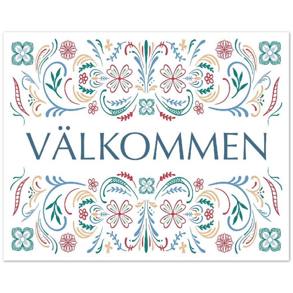 PRINTED Swedish Välkommen Sign, Swedish Gift, Swedish Folk Art, Swedish ...