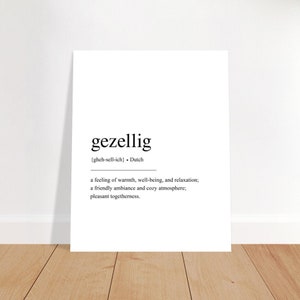Gezellig Definition Print, Dutch Word Art, Minimalist Decor - Etsy