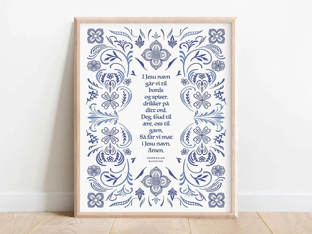 PRINTED Norwegian Table Prayer, Norwegian Blessing, Norwegian Prayer, I ...
