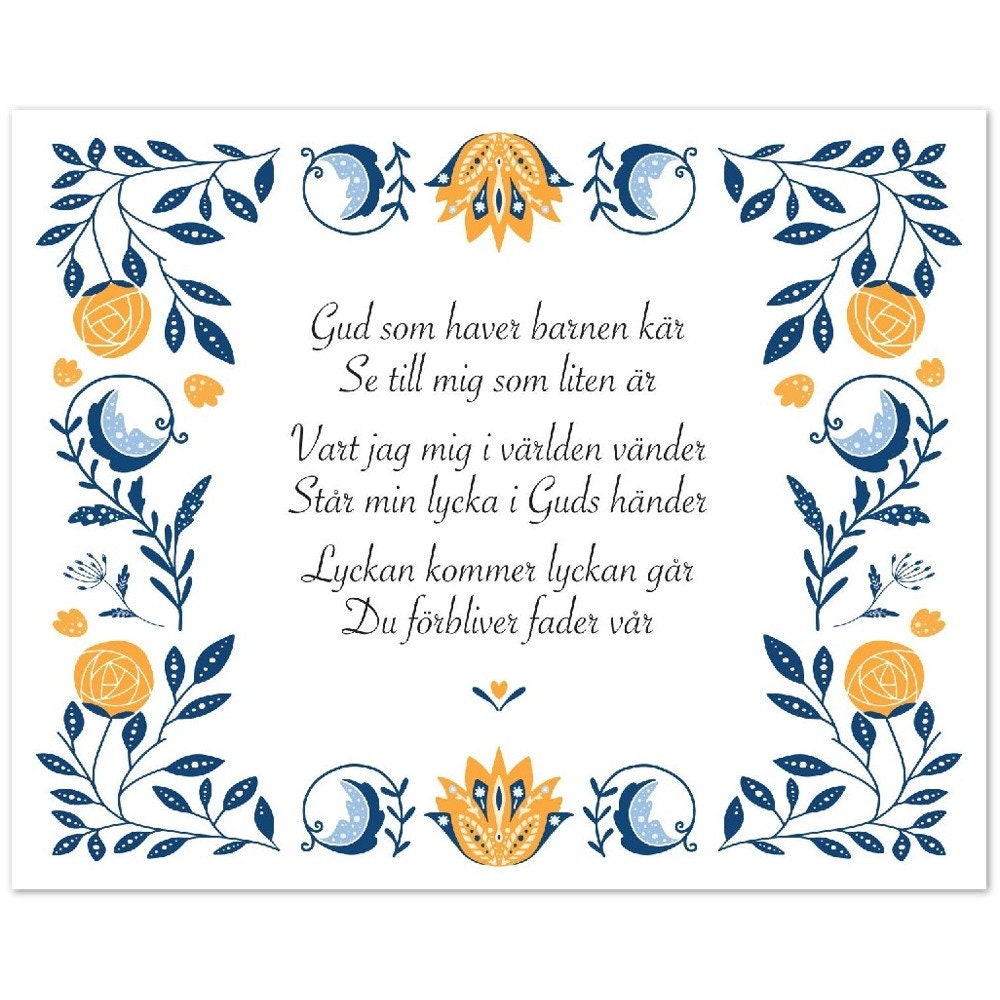 Swedish Children S Prayer Print Folk Art Decor Etsy