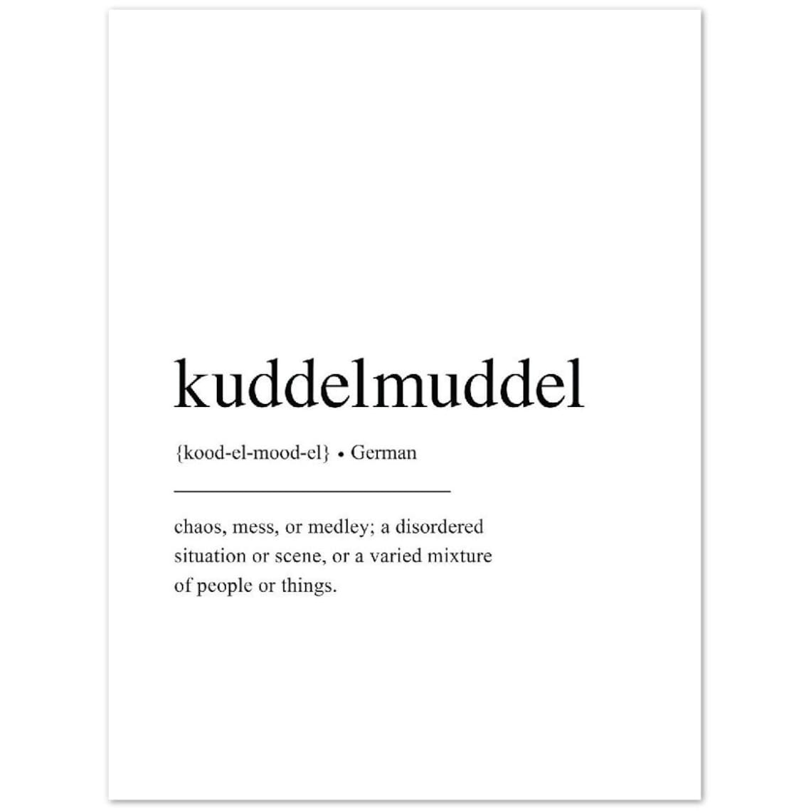 PRINTED Kuddelmuddel Definition Print, German Print, Minimalist Wall ...