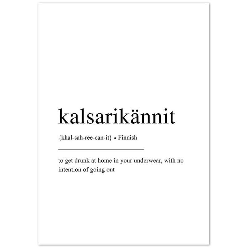 PRINTED Kalsarikännit Definition Print, Finnish Definition Print ...