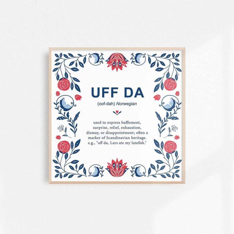 DIGITAL DOWNLOAD Uff Da Definition Print, Norwegian Definition Print ...