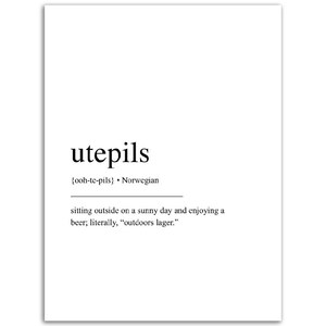 PRINTED Utepils Definition Print - Norwegian Saying - Norwegian Decor ...