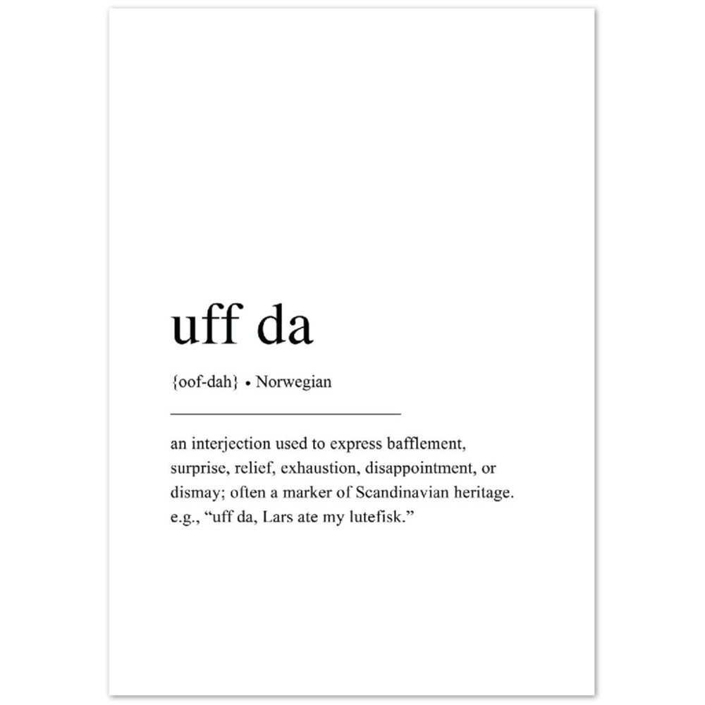 PRINTED Uff Da Definition Print Norwegian Definition Print - Etsy