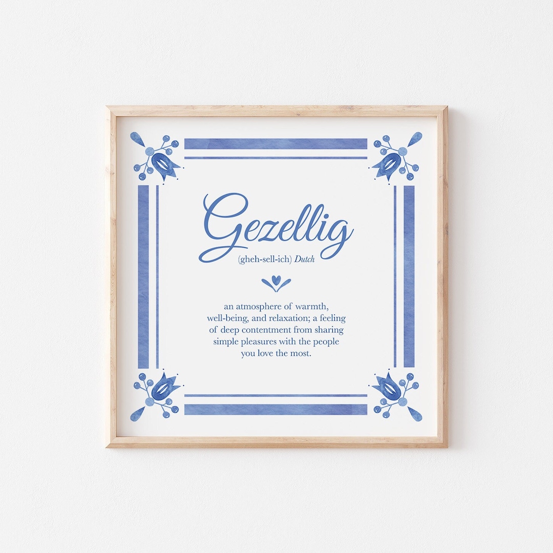 PRINTED Gezellig Definition Print 10x10", Dutch Folk Art, Dutch ...
