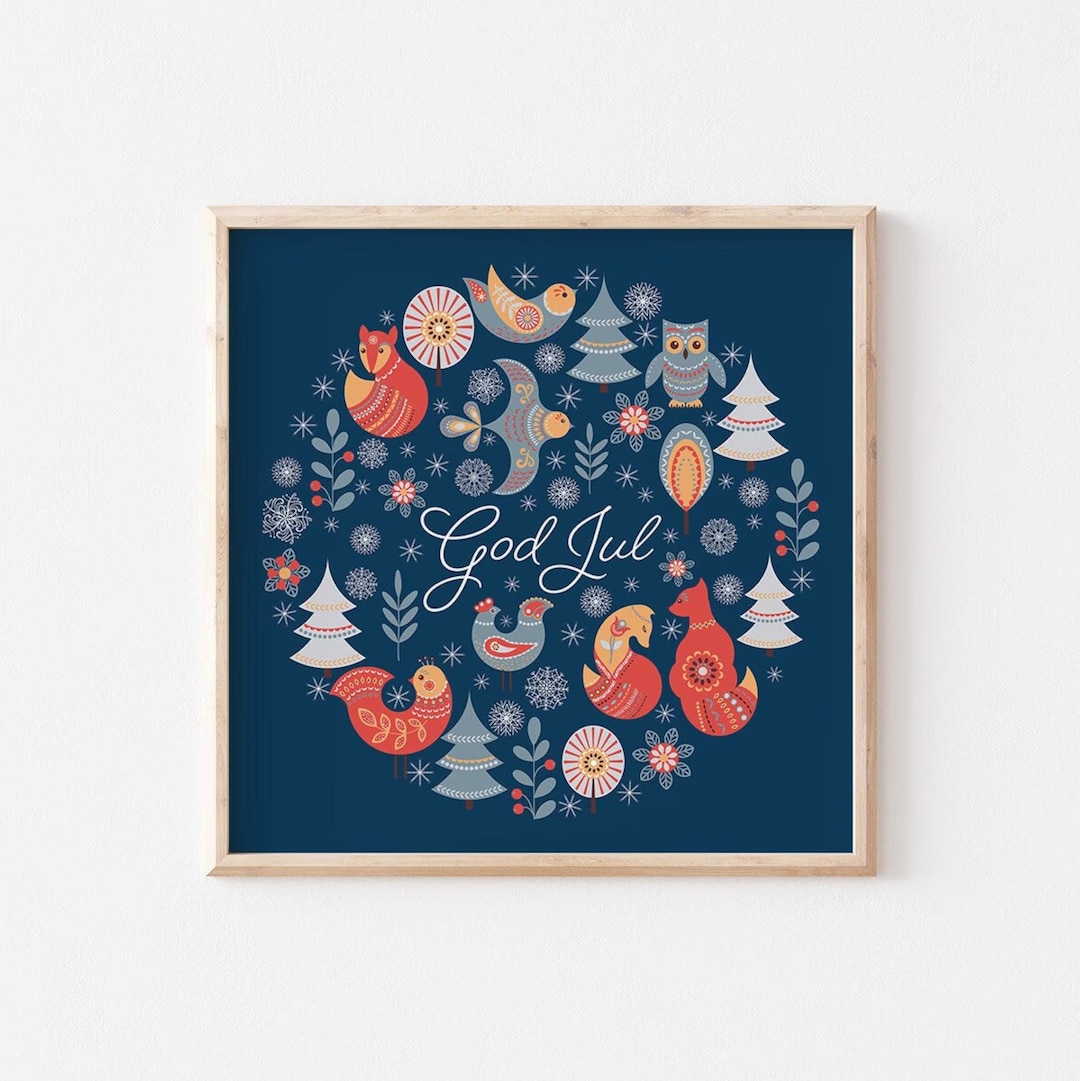 PRINTED Norwegian Christmas Sign, Norwegian Gifts, God Jul Sign ...