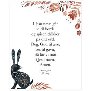 PRINTED Norwegian Folk Art Table Prayer, Norwegian Blessing, Norwegian ...