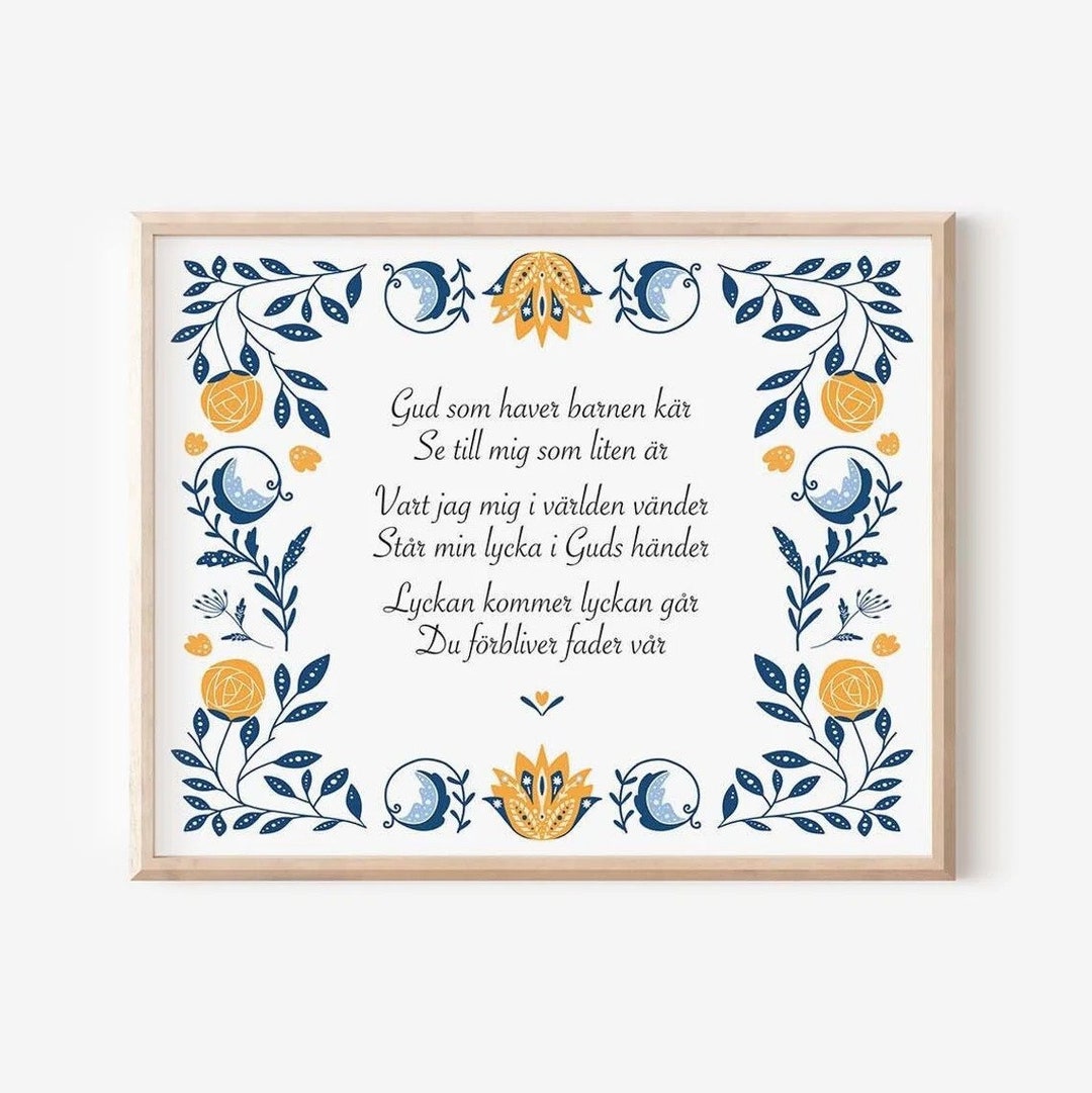 Swedish Children's Prayer Print, Folk Art Decor - Etsy