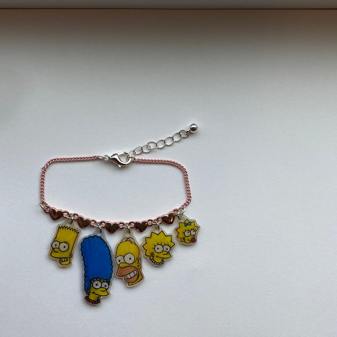 The Simpsons: Bracelet With Dangling Simpsons Family Charms - Etsy