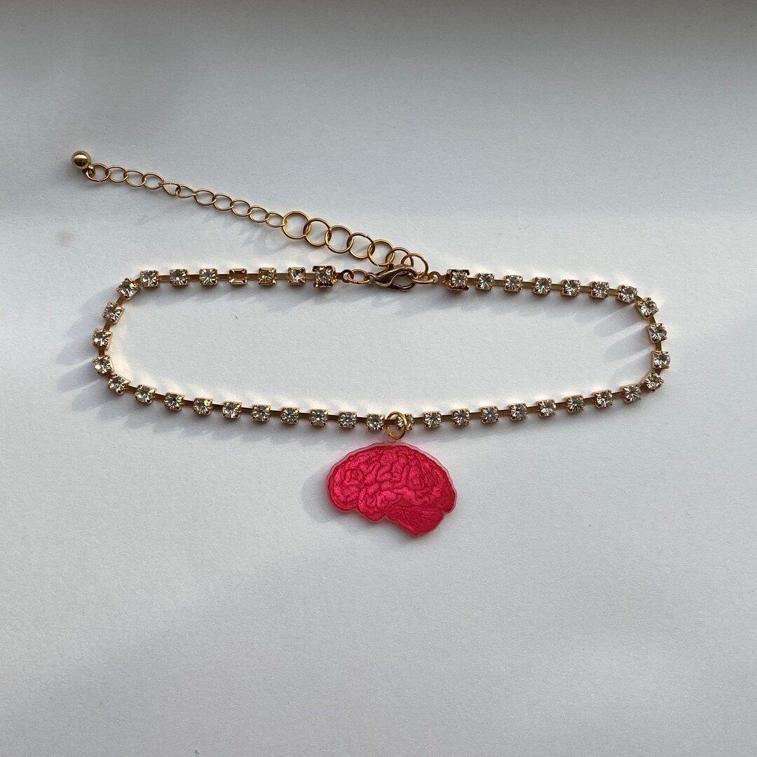 Anatomical Neon Pink Human Brain Rhinestone Choker - Etsy