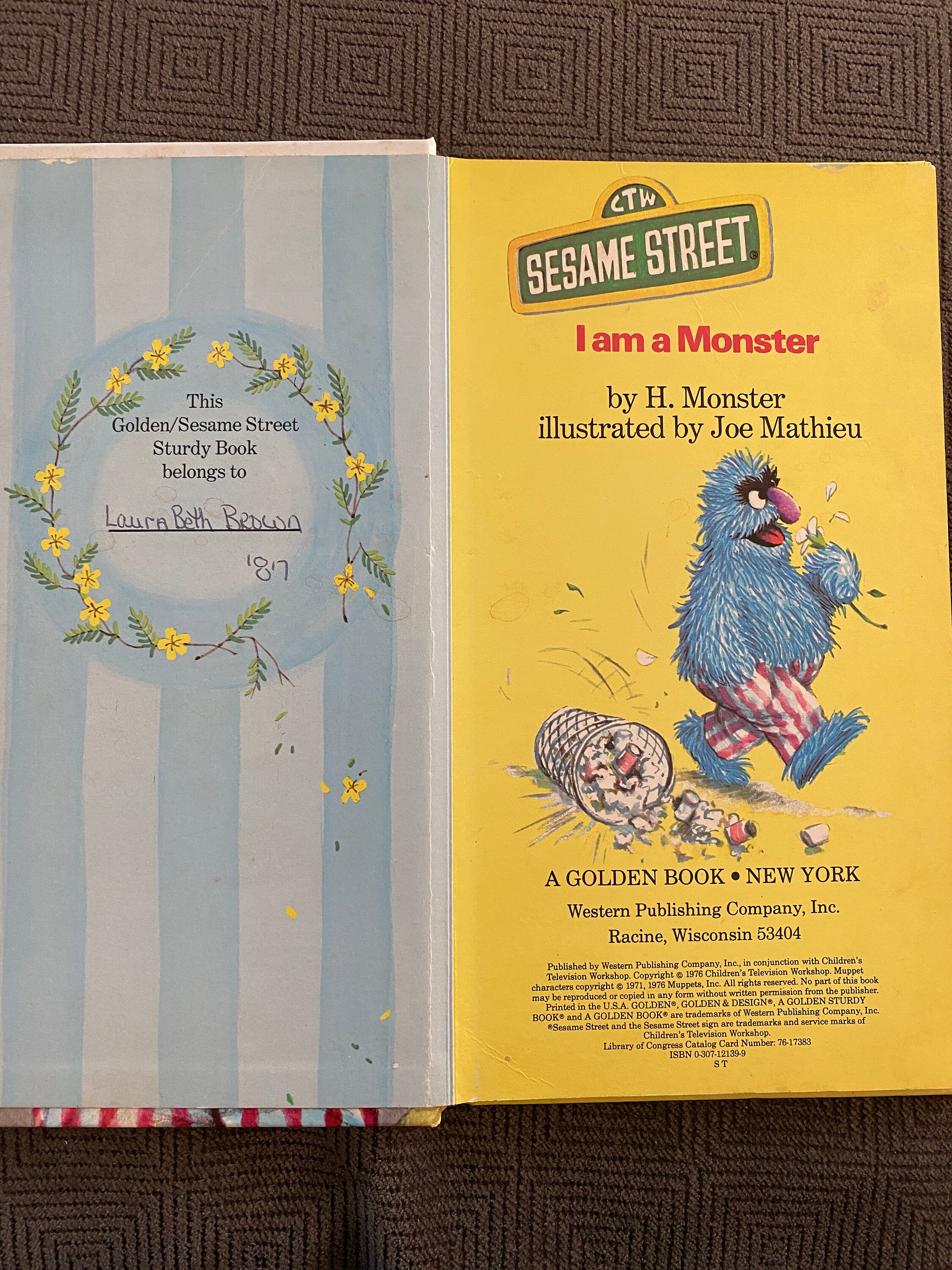 Vintage 1976 I Am a Monster Sesame Street Book - A Golden Book - Etsy
