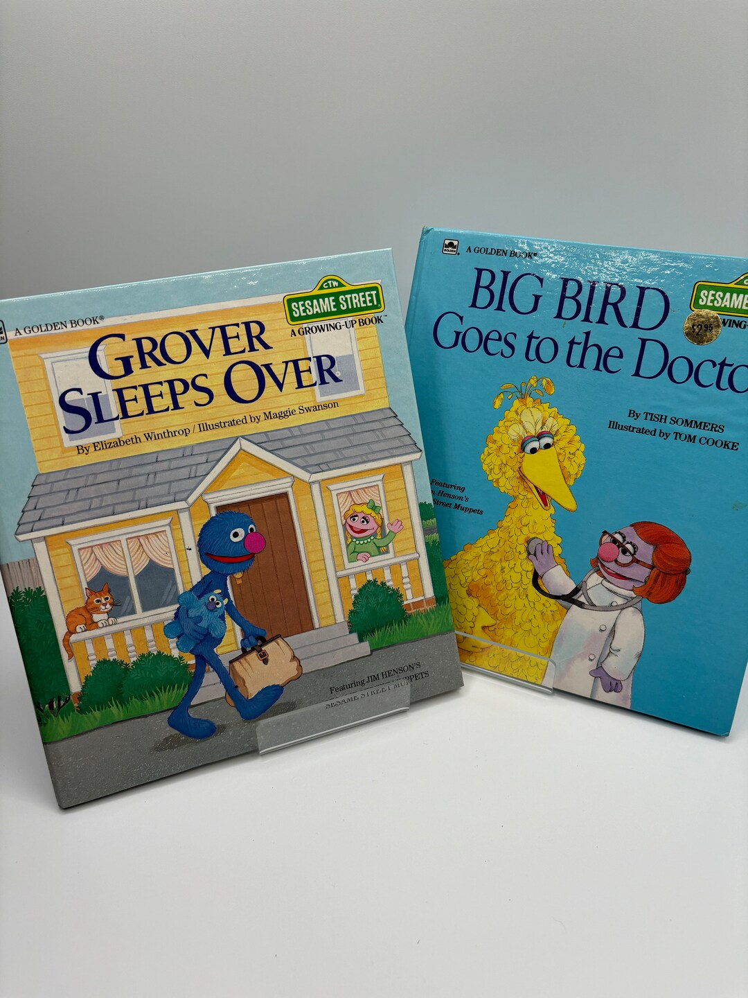Muppets Books Big Bird Goes to the Doctor & Grover Sleeps Over 1980s ...