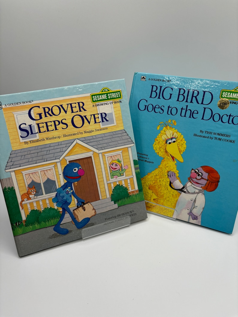 Muppets Books Big Bird Goes to the Doctor & Grover Sleeps Over 1980s ...