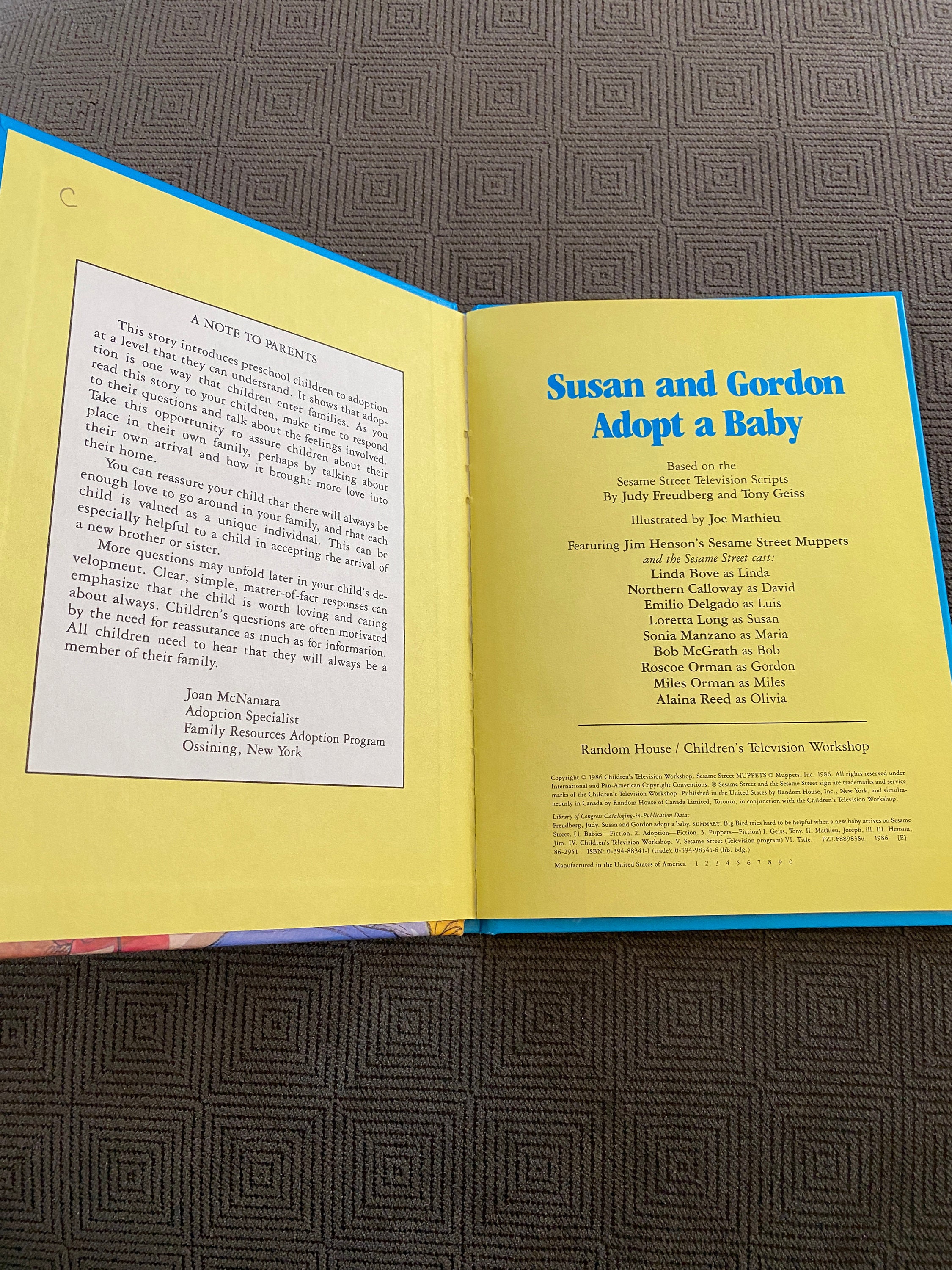 1986 Vintage Sesame Street Book Susan and Gordon Adopt Baby - Etsy