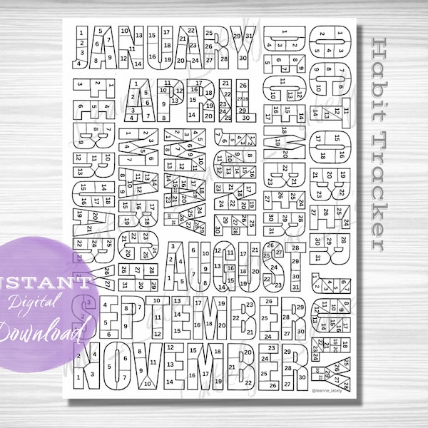 Habit Tracker Coloring - Etsy