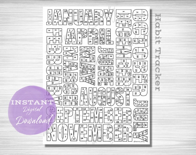 April Habit Tracker Coloring Sheet Printable, Month Habit Tracker ...