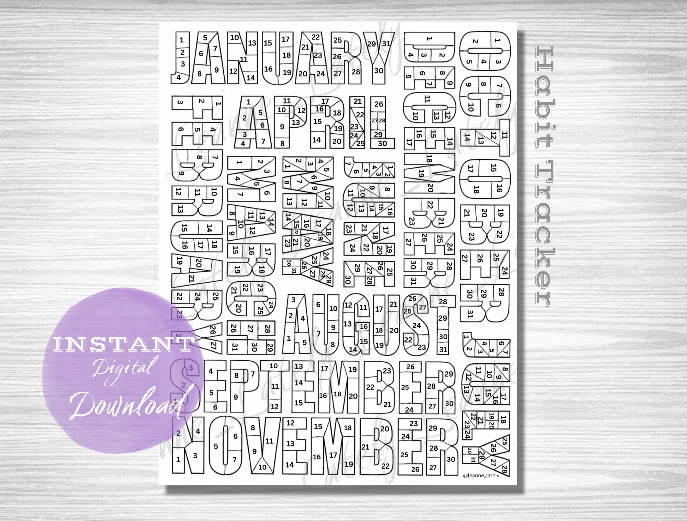 Habit Tracker Coloring Sheet Printable, Month Habit Tracker Coloring ...