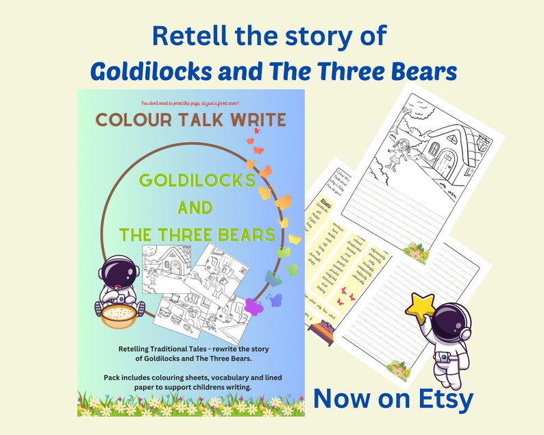 Goldilocks and the Three Bears, Printable Colouring and Vocabulary ...