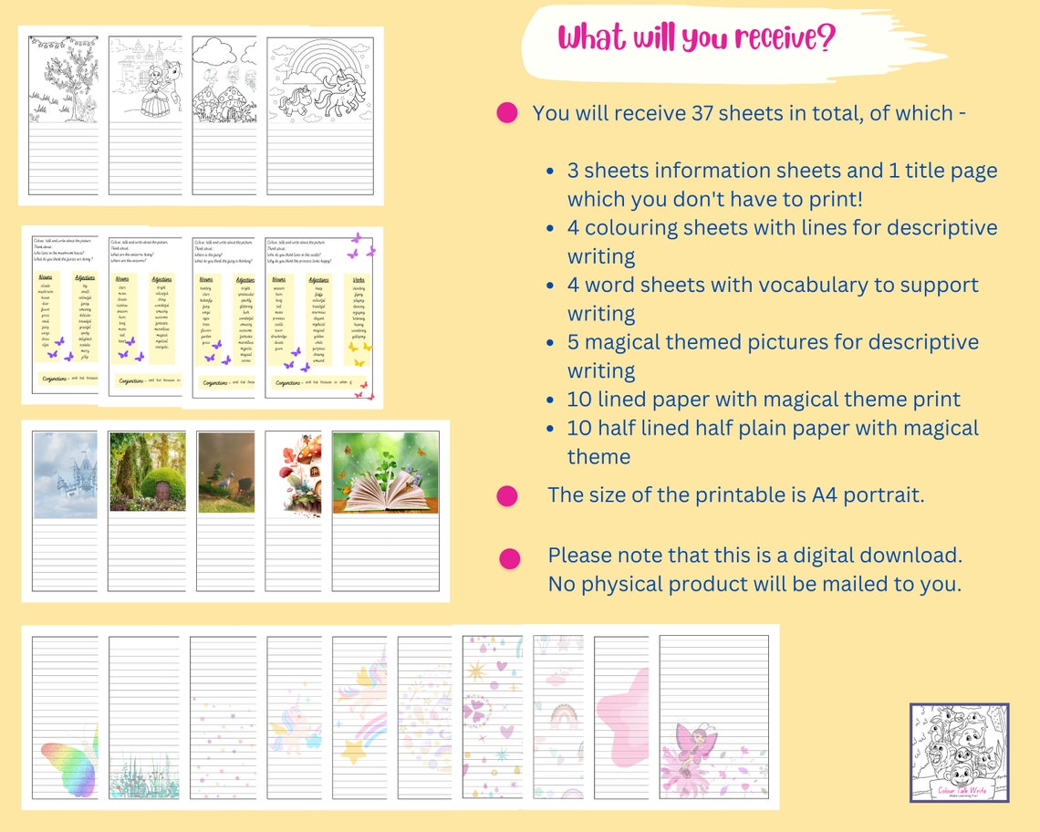 Printable Magical Themed Activity Sheets, Includes Colouring Pages ...