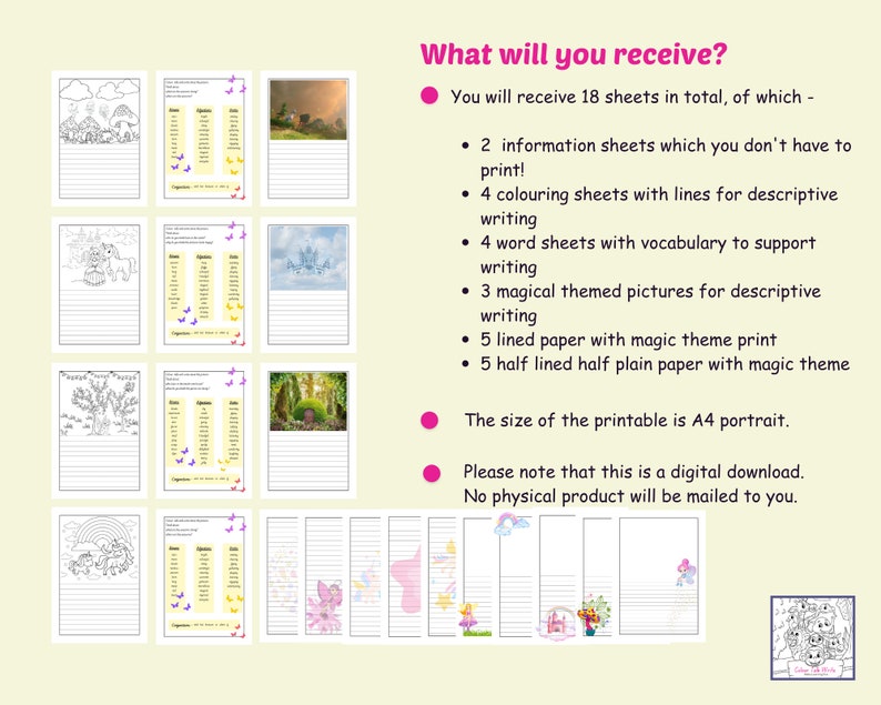 Printable Magical Themed Activity Sheets, Includes Colouring Pages ...
