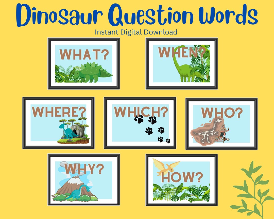 Instant Digital Download of Dinosaur Question Words for - Etsy