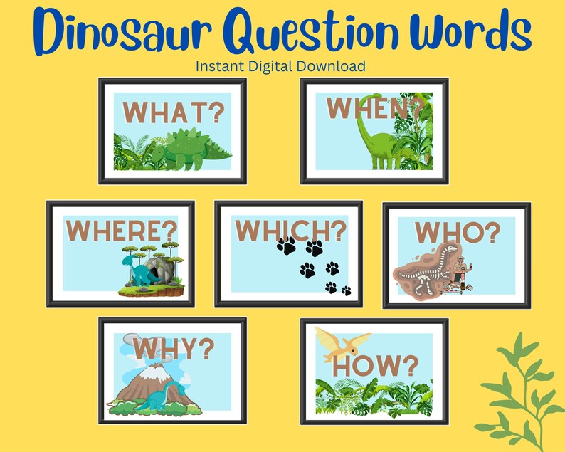 Instant Digital Download of Dinosaur Question Words for - Etsy