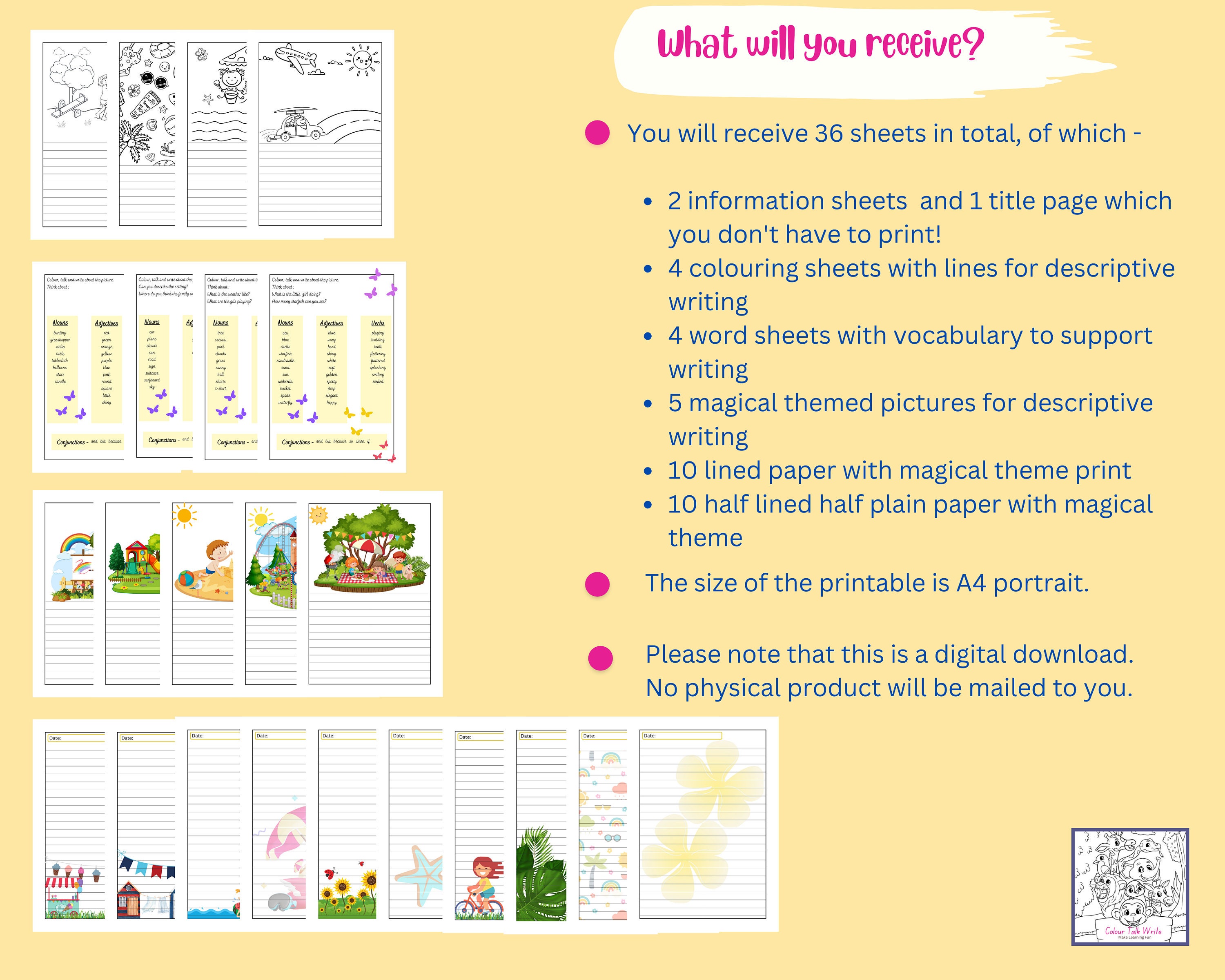 Printable Summer Themed Activity Sheets Includes Colouring - Etsy