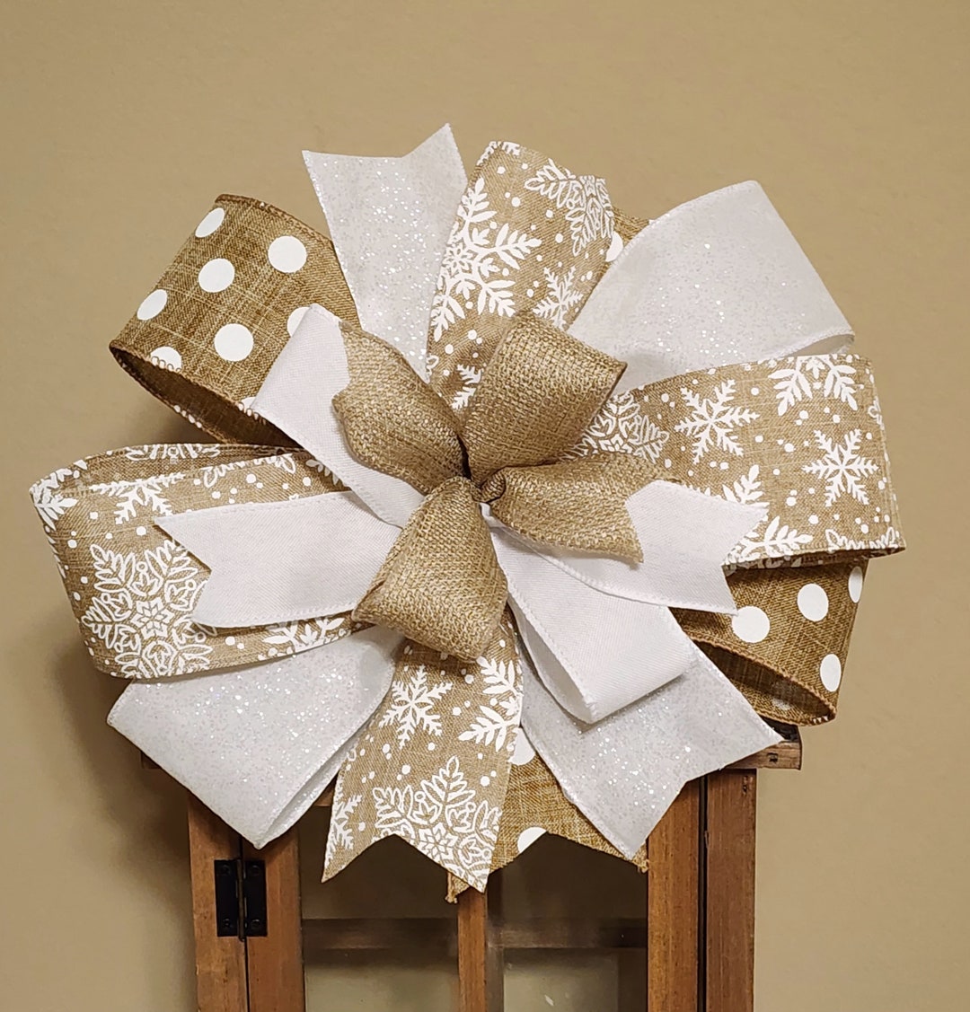Tree Topper Bows Lantern Bow Snowflake Bow Christmas Bow Handmade Bow ...