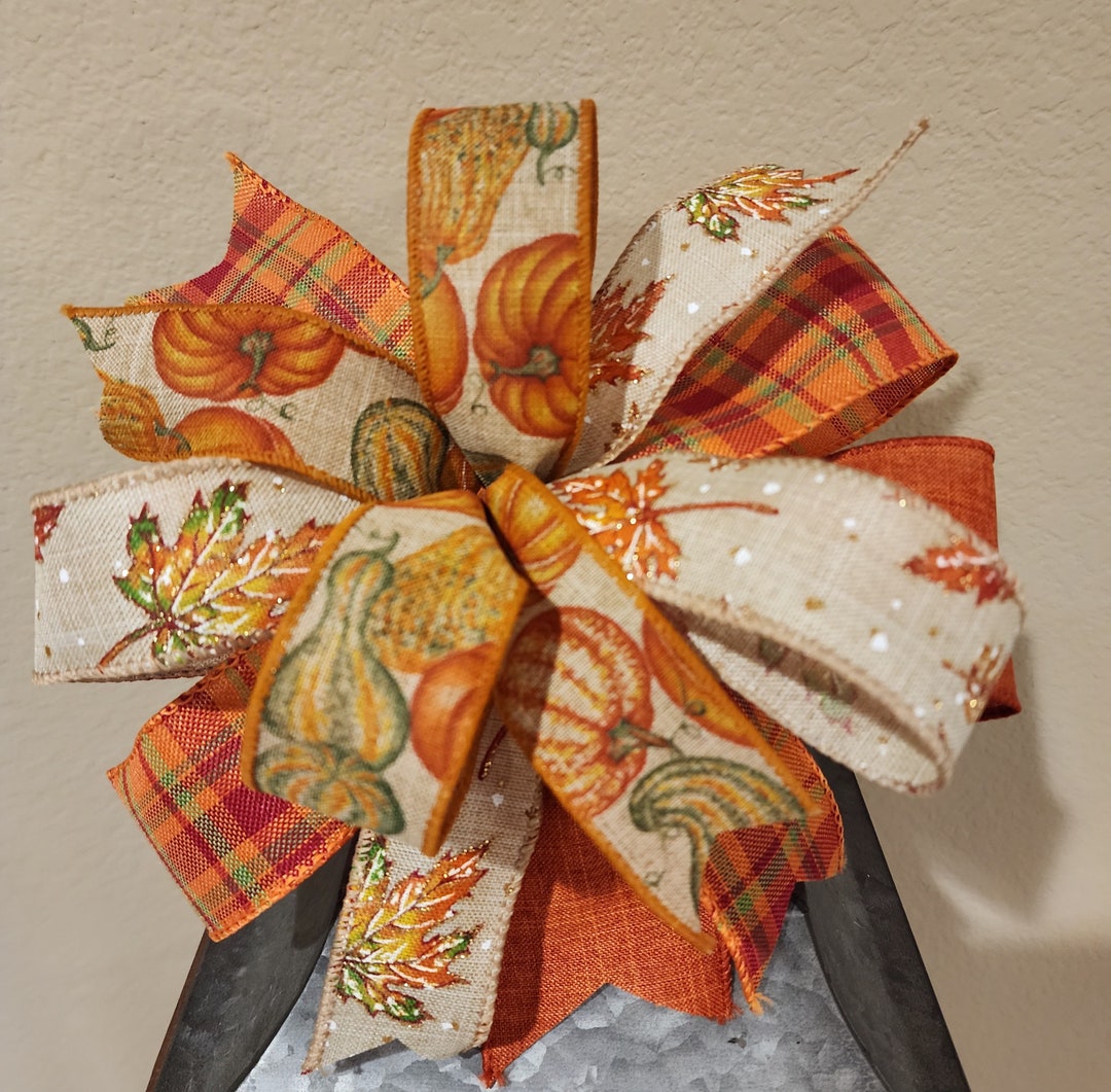 Wreath Bow Lantern Bow Farmhouse Bow Handmade Bow Fall Bow Thanksgiving ...