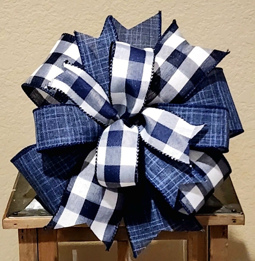 Navy Blue Wreath Bow Lantern Bow Farmhouse Bow Handmade Bow Navy Blue ...