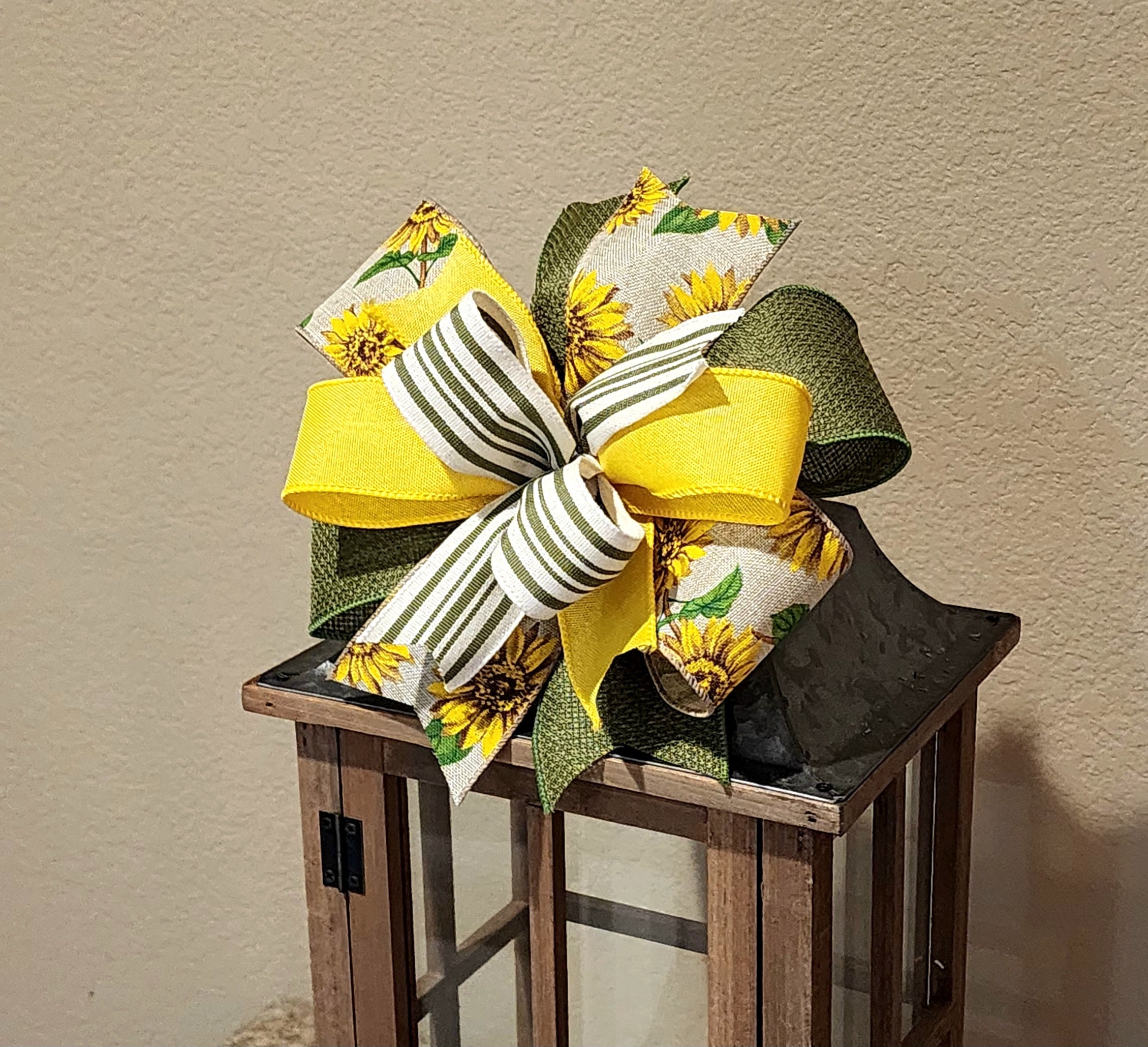 SUNFLOWER Bow Wreath Bow Lantern Bow Farmhouse Bow Handmade Bow ...