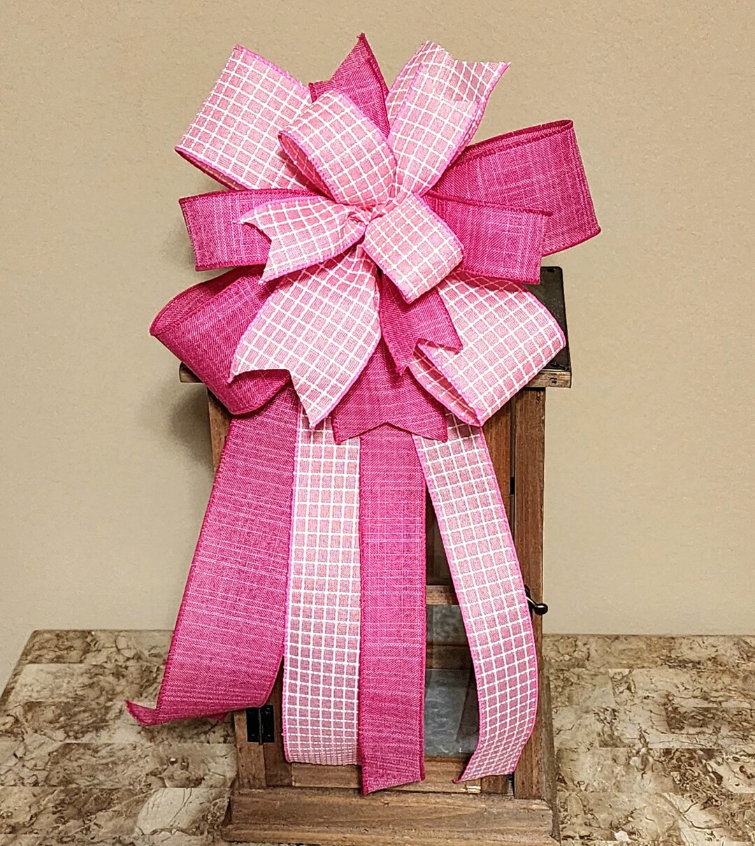 Pink Bow Pink Wreath Bow Pink Lantern Bow Valentine Bow Handmade Bow ...