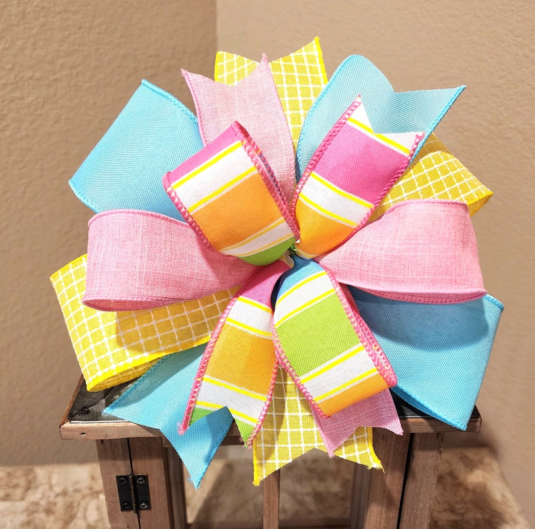 Colorful Bow Wreath Bow Lantern Bow Pink Yellow Lime Green Blue White ...
