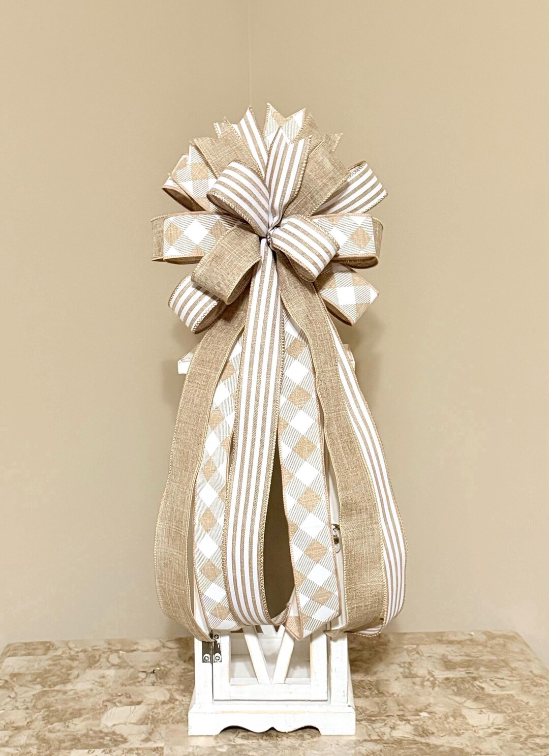Spring Bow Summer Bow Everyday Wreath Bow Lantern Bow Farmhouse Bow ...